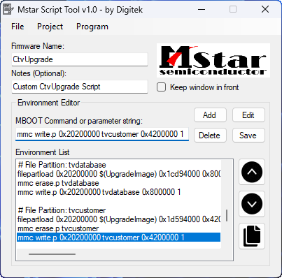 [آموزشی] نرم افزار Mstar Script Tool تولید فایل معکوس کردن تصویر، فعال کردن UART، ورود به حالت ...